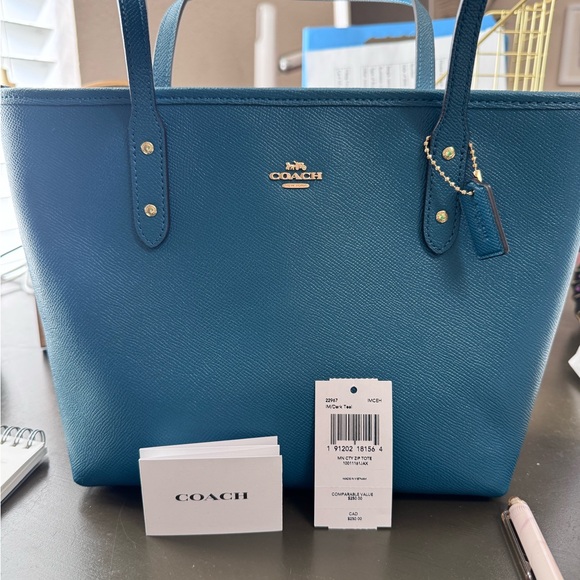 Coach | Bags | Coach Blue Womens Tote Bag | Poshmark
